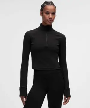 Lululemon It's Rulu Cropped Half Zip Black