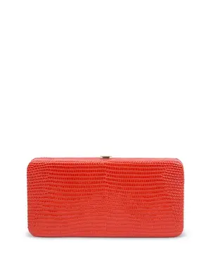 Clare V. Le Tabac Lizard Embossed Leather Clutch - Red