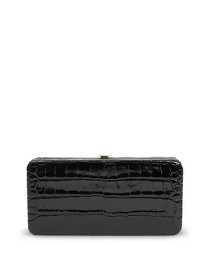 Clare V. Le Tabac Congo Croc Embossed Leather Clutch