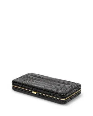 Clare V. Le Tabac Congo Croc Embossed Leather Clutch