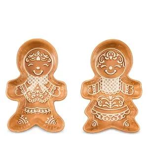 MACKENZIE-CHILDS Check Gingerbread Snack Bowls, Set Of 2 - Mocha