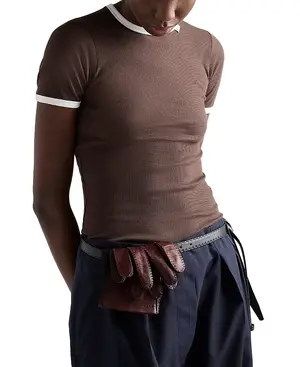 Prada Ribbed Knit Top - Brown
