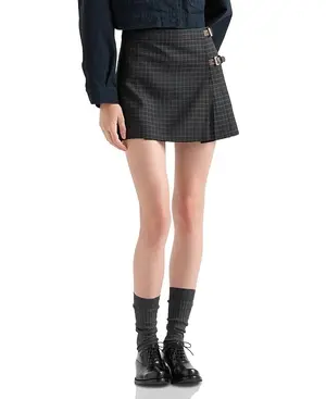 Prada Checked Wool Miniskirt