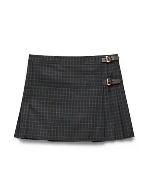 Prada Checked Wool Miniskirt