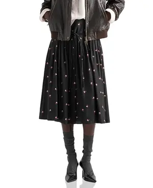 Prada Floral Print Washed Silk Midi-skirt
