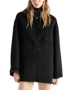 Prada Reversible Double Cashwool And Re-nylon Caban Jacket - Ebony