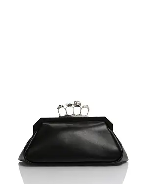 Alexander McQueen Knuckle Duster Leather Shoulder Bag - Black
