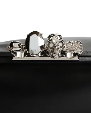 Alexander McQueen Knuckle Duster Leather Shoulder Bag - Black