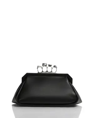 Alexander McQueen Knuckle Duster Leather Shoulder Bag - Black