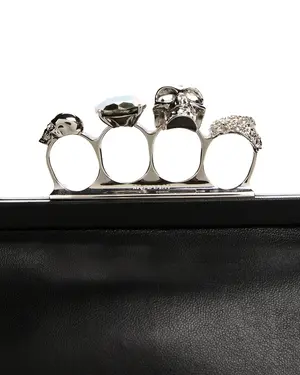 Alexander McQueen Knuckle Duster Leather Shoulder Bag - Black