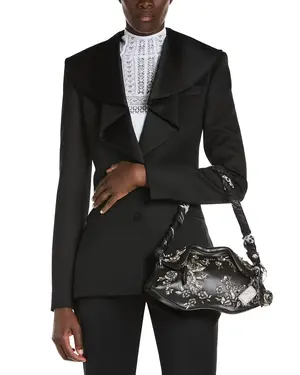 Alexander McQueen Floral Embroidery Leather Shoulder Bag