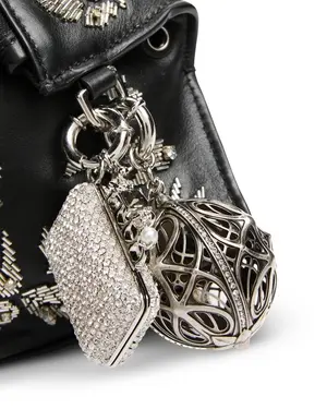 Alexander McQueen Floral Embroidery Leather Shoulder Bag