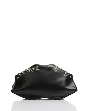 Alexander McQueen Floral Embroidery Leather Shoulder Bag