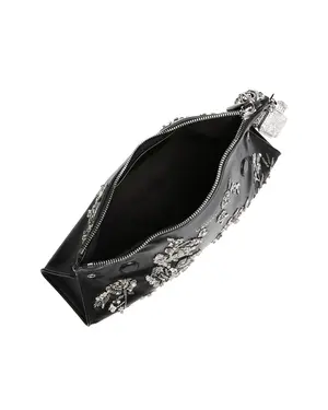 Alexander McQueen Floral Embroidery Leather Shoulder Bag