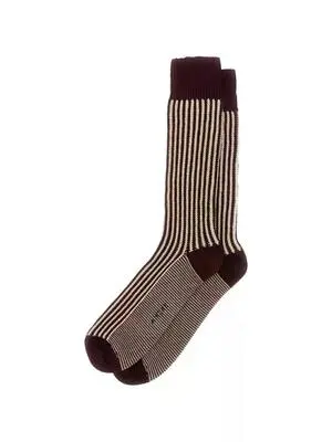 ANT45 Capri Ribbed Striped Socks - Red