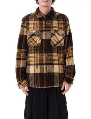 KAVU Plaid Fleece Half-zip Pullover Jacket - Roast