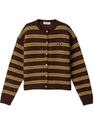 Miu Miu Striped Wool Cashmere Cardigan