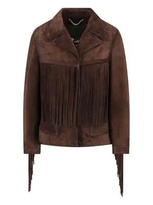 GOLDEN GOOSE Fringed Suede Jacket - Brown