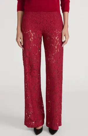 FRAME The Lace High Waist Wide Leg Pants - Deep Ruby