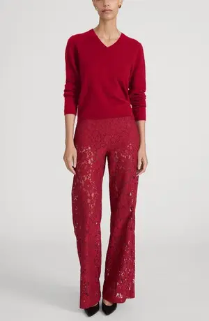 FRAME The Lace High Waist Wide Leg Pants
