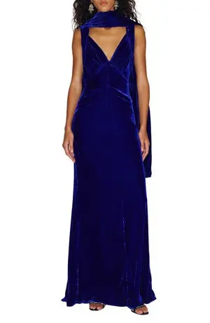 REFORMATION Legacy Velvet Gown - Electric Blue