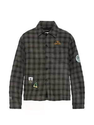 SONG FOR THE MUTE Quilted Checked Shirt Jacket - Grey