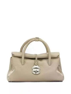 ZANELLATO Medium Dotta Studded Leather Tote Bag Neutrals