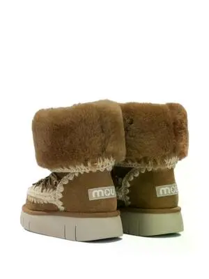 Mou Shearling-trim Lace-up Boots