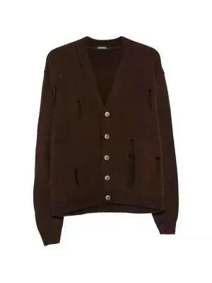 Imperial Distressed V-neck Cardigan - Brown