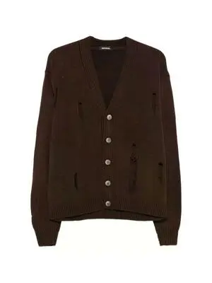 Imperial Distressed V-neck Cardigan - Brown