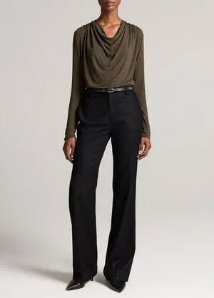 Vince Women's Simone Mid-rise Italian Flannel Slim Flare Pant Black