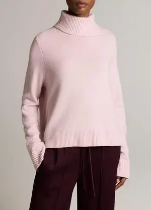 Vince Women's Wool-cashmere Side-slit Turtleneck Sweater Iris Quartz