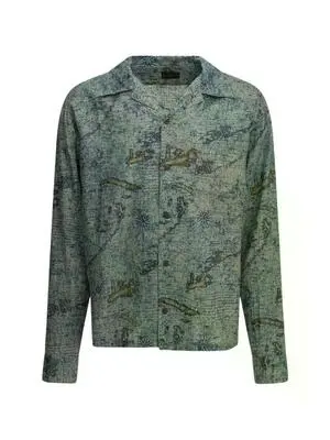 Kapital Key West Map-print Linen Shirt - Blue