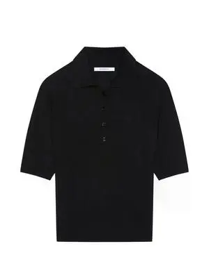 Givenchy Cropped Polo In Second Skin Effect Knit - Black