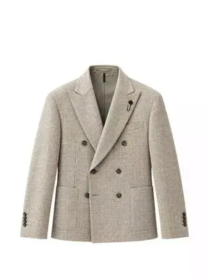 LARDINI Double-breasted Virgin Wool Blazer - Neutrals