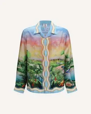 Casablanca Tenni Club Printed Ilk Twill Hirt