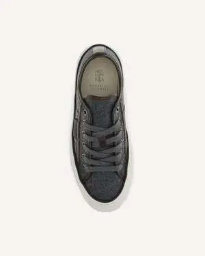 Brunello Cucinelli Suede Sneakers With Shiny Tab