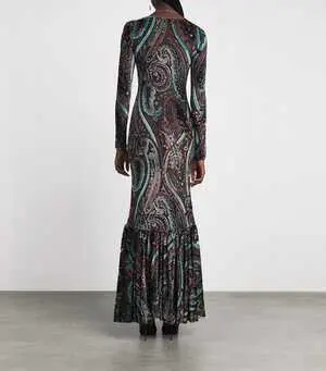 Etro Appliqué-mesh Maxi Dress