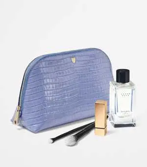 ASPINAL OF LONDON Croc-embossed Leather Classic Wash Bag