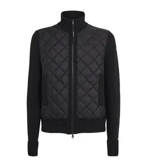 Moncler Virgin Wool Padded Quilted Cardigan - Black