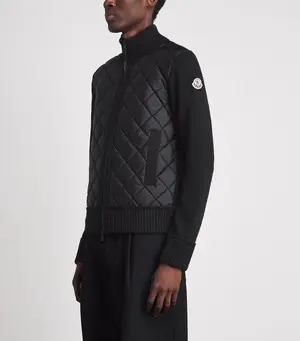 Moncler Virgin Wool Padded Quilted Cardigan