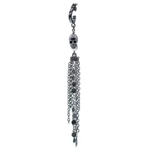 GEM KINGDOM Skull & Chain Single Earring - Silver
