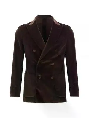 Al Duca D'aosta Double-breasted Velvet Blazer - Brown