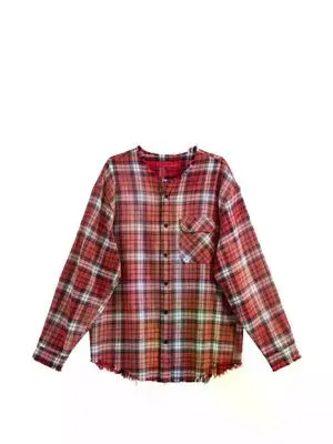 ACUPUNCTURE 1993 Plaid-check Frayed Shirt