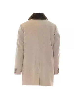MOORER Simmons-bab Shearling-collar Single-breasted Coat