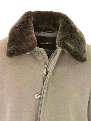MOORER Simmons-bab Shearling-collar Single-breasted Coat
