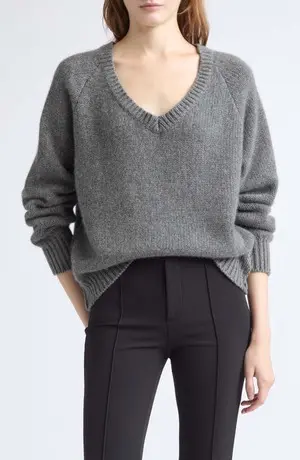 JAMIE HALLER The V Fave Cashmere V-neck Sweater - Graphite