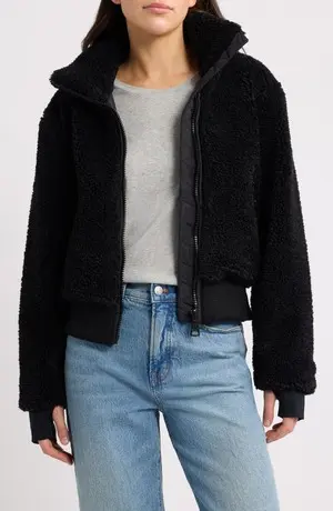 Sam. Shiloh Faux Fur Bomber Jacket - Black