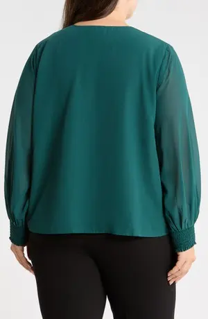 Vince Camuto Soutache Embroidered Gauze Top