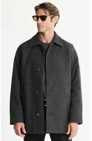 JACHS Wool Blend Mott Coat - Black